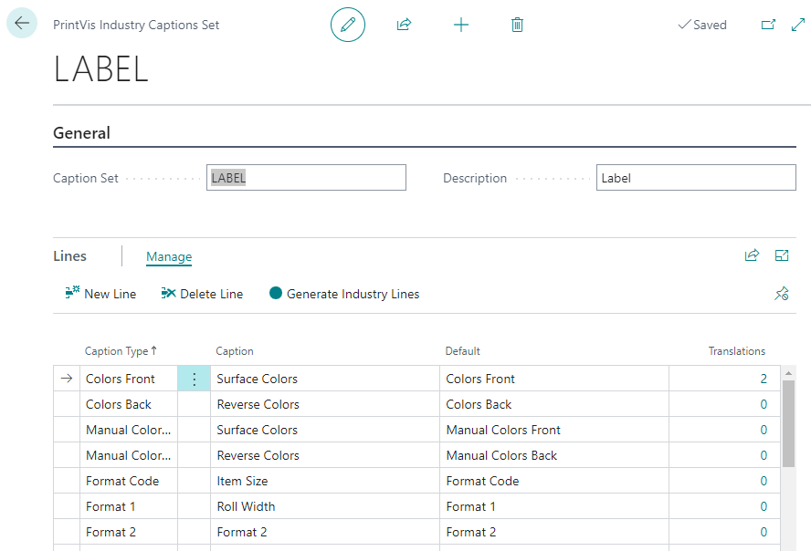 Industry Captions - PrintVis Documentation